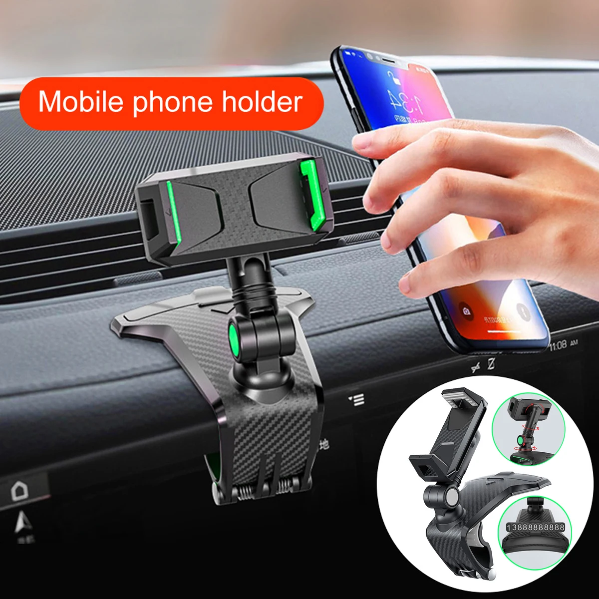 1200 Degree Rotating Car Phone Holder For Universal Cell Phone Support ...