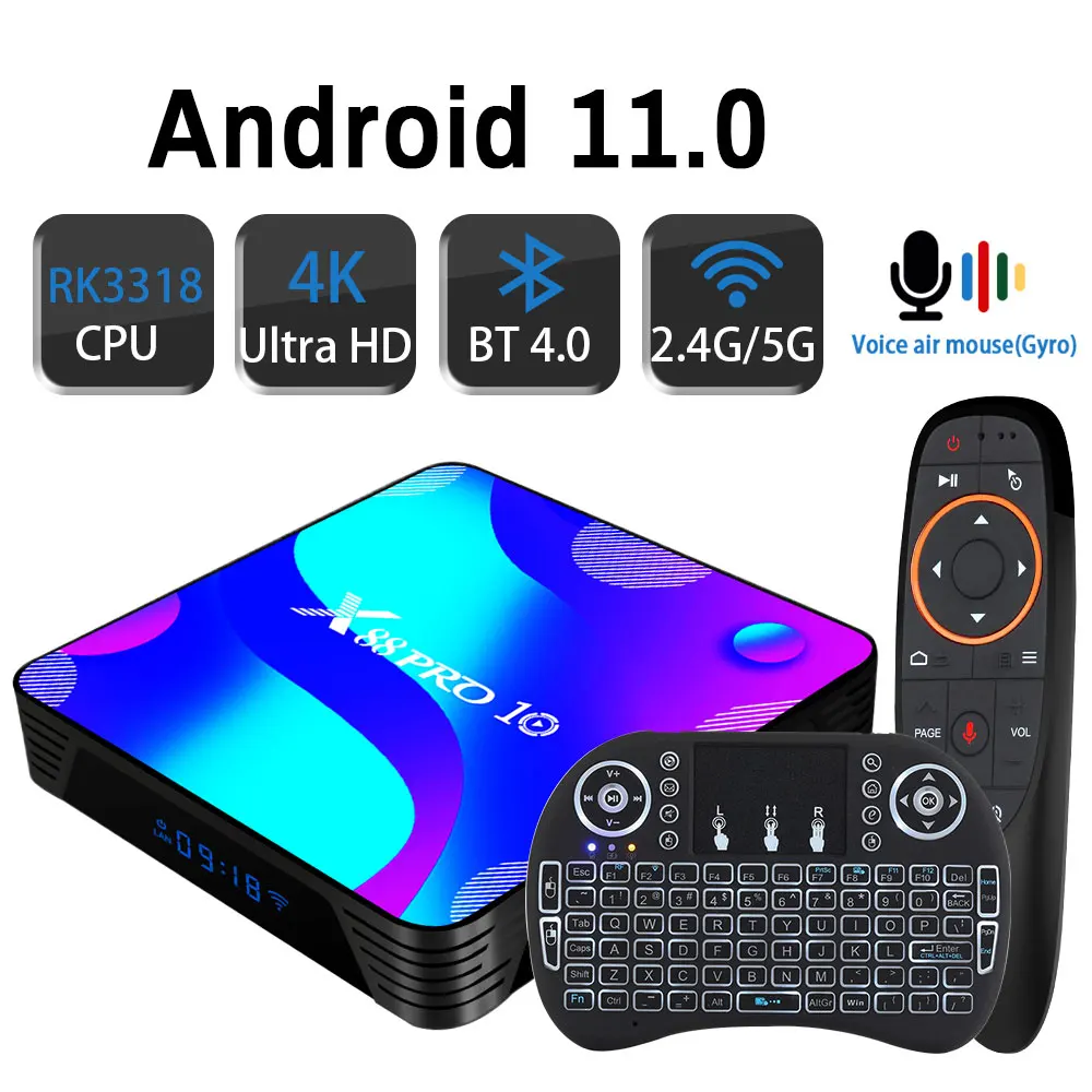 Android 11.0 TV BOX bluetooth 4k 3D 2.4G&5.8G Wifi 4k 3D Youtube HDR+ ...
