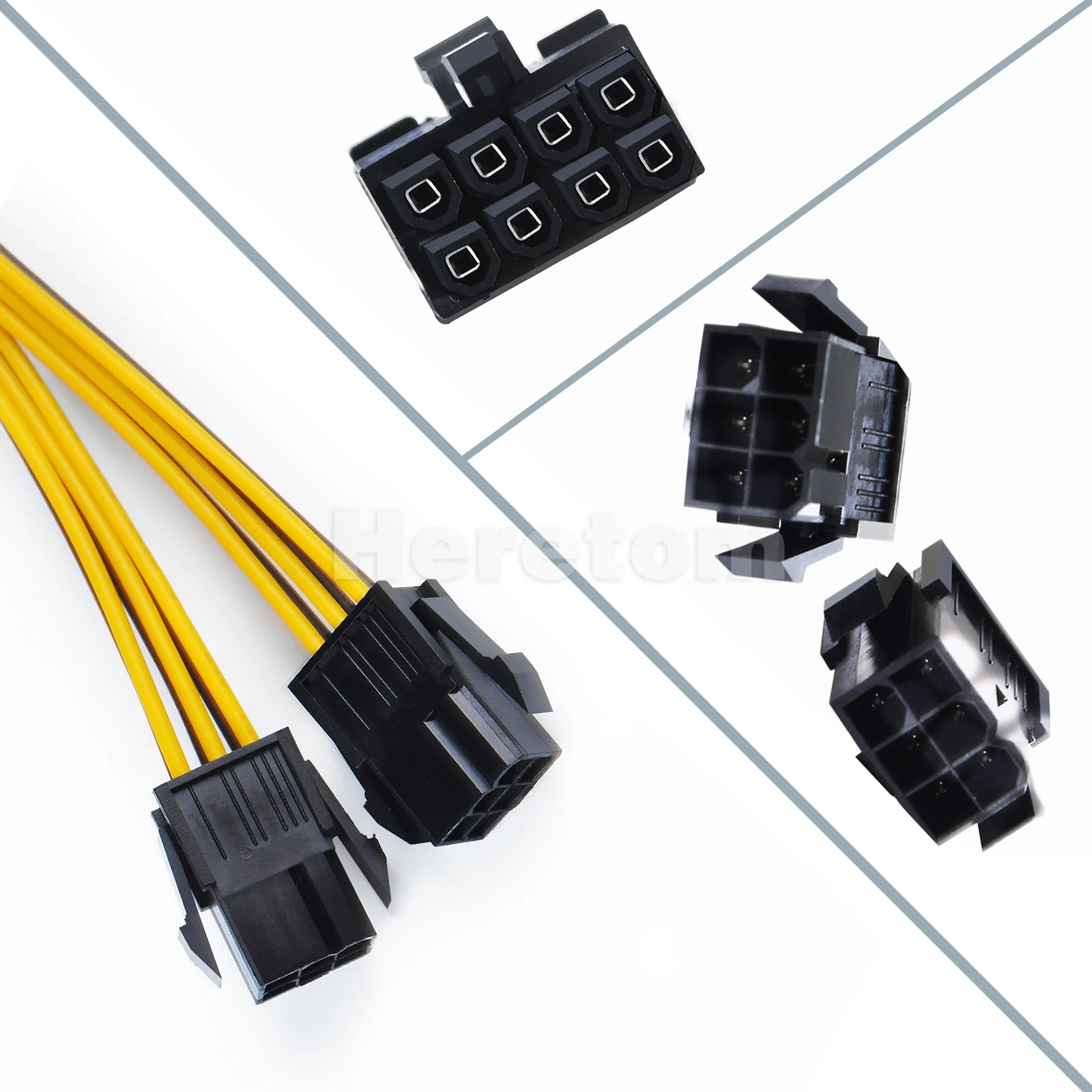 CPU-8Pin-Male-To-Dual-6Pin-Female-PCI-E-Power-Adapte-2X6pin-GPU-to-8Pin ...