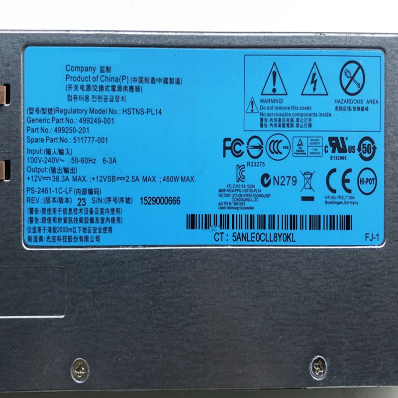 Original PSU For HP DL380g6 G7 360G6 460W Power Supply HSTNS-PL14 ...