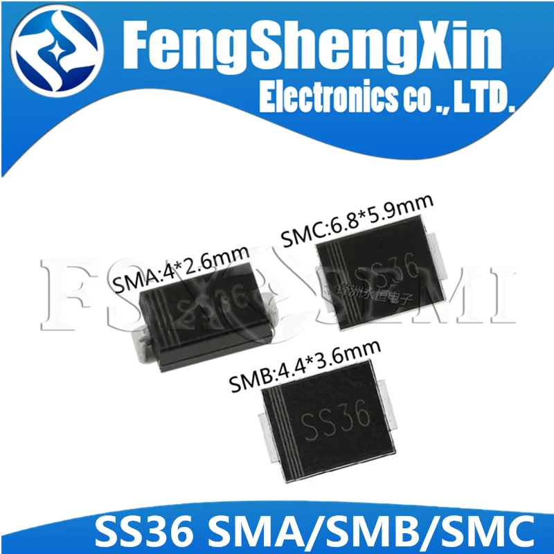 100PCS SS36 30v 60a SMD SR360 diode SMA/SMB/SMC DO 214AA/AB/AC sk36|Diodes| - AliExpress