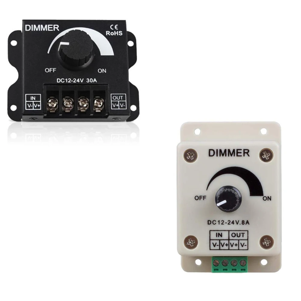 Black-LED-Dimmer-DC-12V-24V-30A-8A-Adjustable-Brightness-Dimmer ...