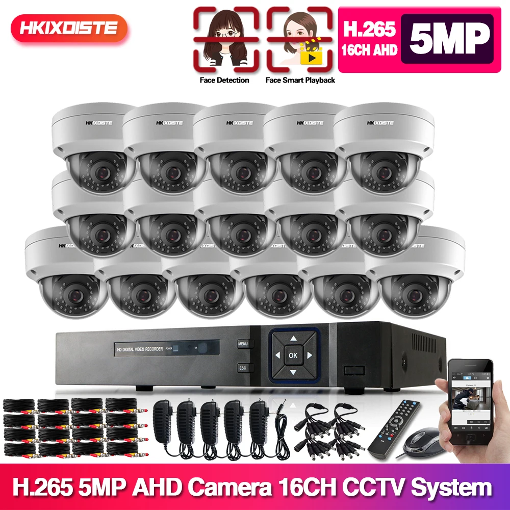 H.265+ 5mp Ultra Hd 16ch Dvr Kit Cctv Camera Security System 5mp Cctv ...