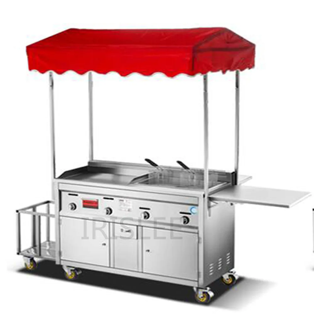 Upgrade-Commercial-gas-snack-car-Stainless-steel-snack-cart-frying-pan ...