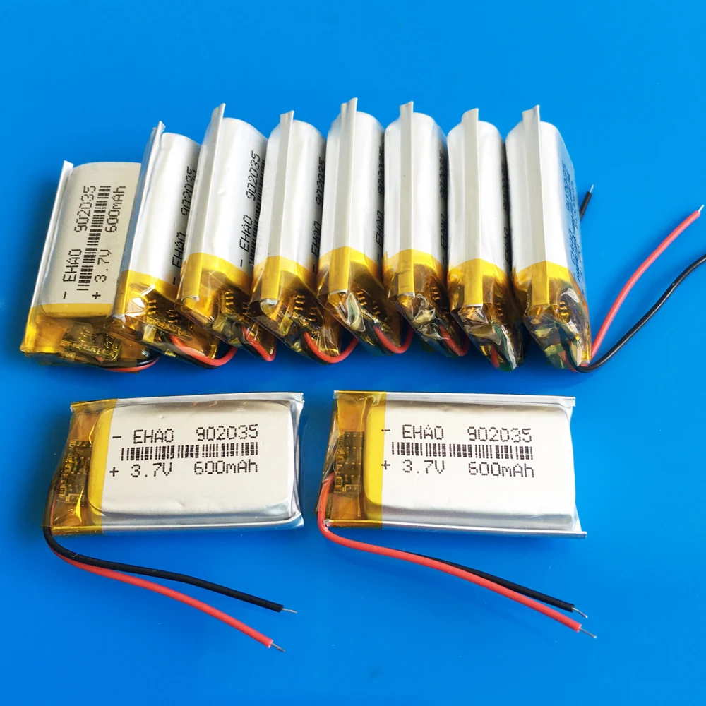 Wholesale 10 Pcs 902035 3.7v 600mah Lipo Polymer Lithium Rechargeable ...