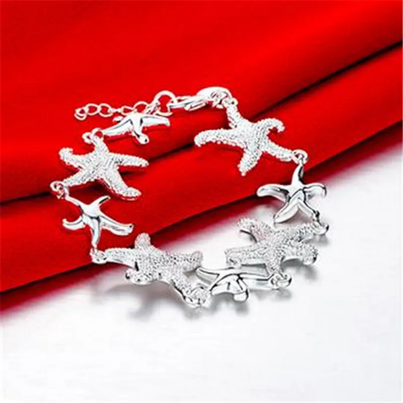 Factory direct 925 Stamp Silver color Bracelets Frosted starfish for ...