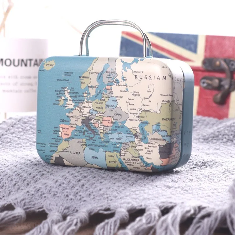 Mini boîtes de rangement en métal colorées, valise vintage, 18 étuis ...