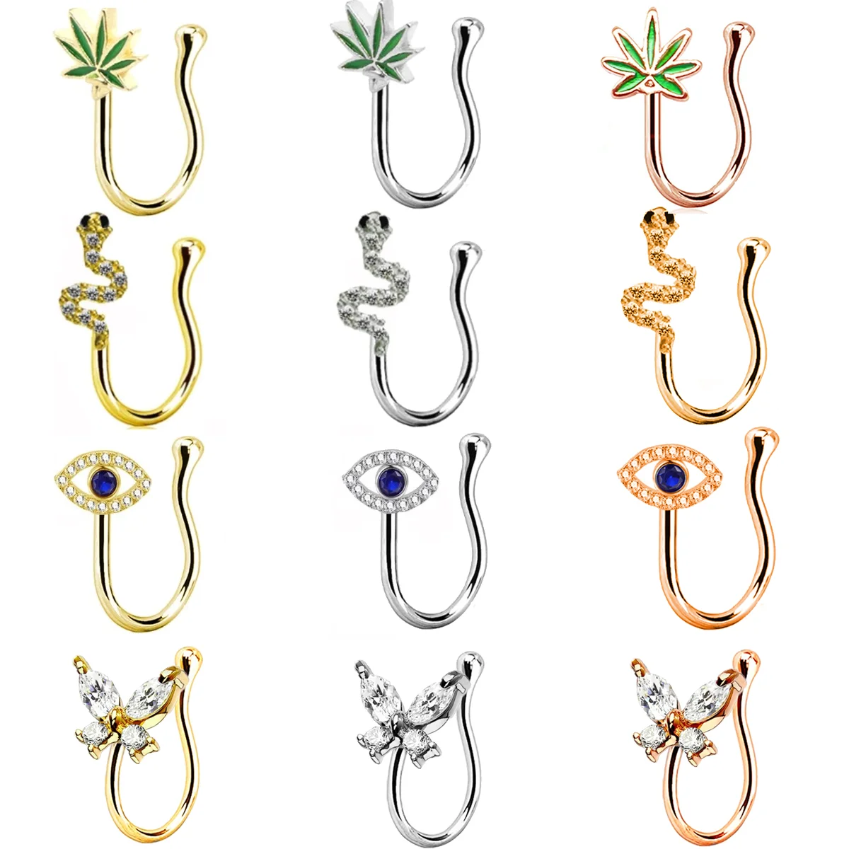 Fake Nose Piercing Nariz Clip Advance Sale Cz Diamond Sanke Nose Cuffs ...