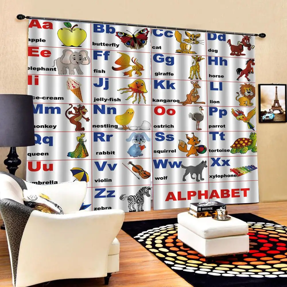 kids curtains letter curtains Customized size Luxury Blackout 3D Window ...