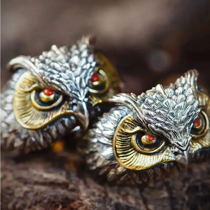Fashionable-Retro-Animal-High-Quality-Metal-Opening-Adjustable-Size-Red-Eye-Owl-Ring-for-Men ...
