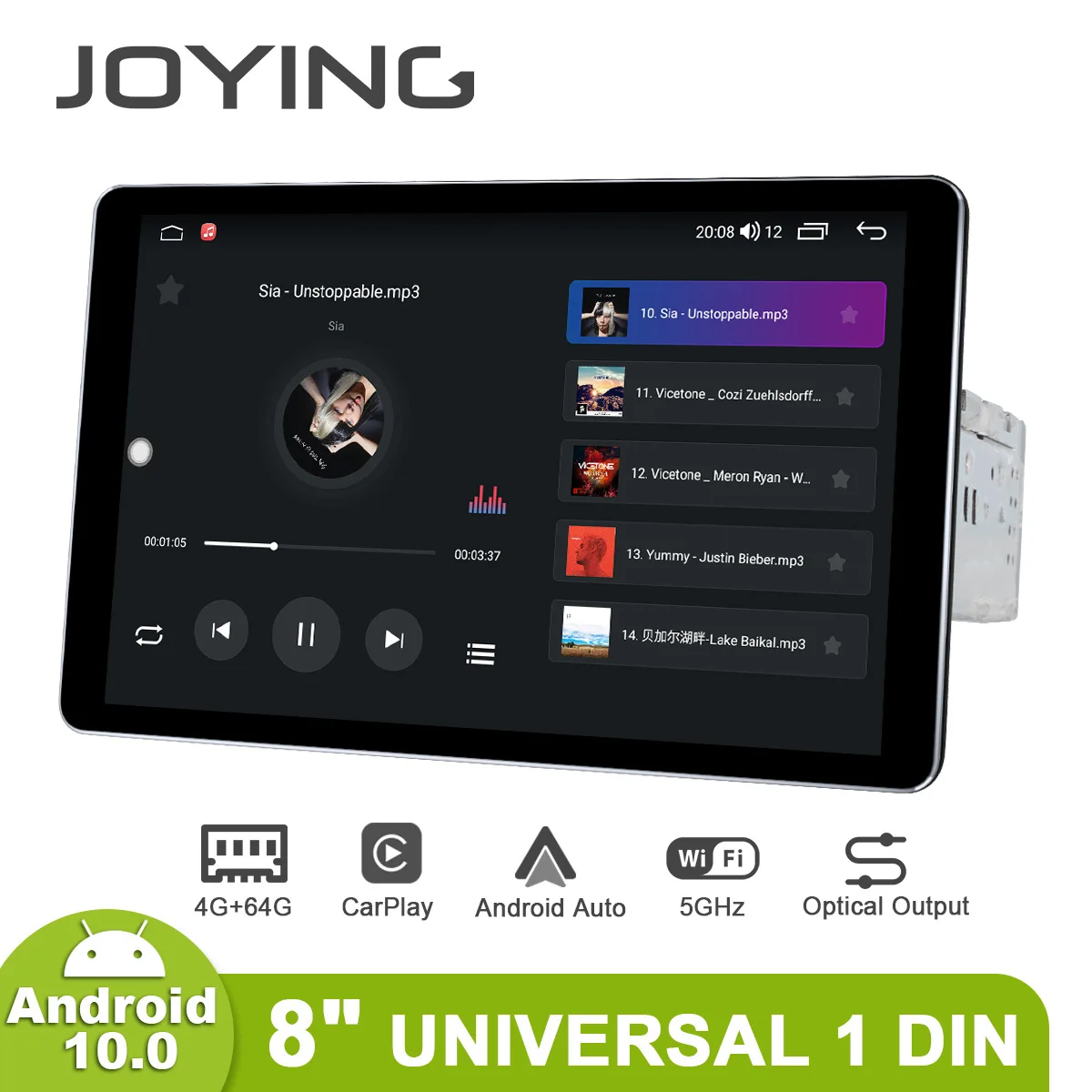 Joying 8 Inch Android 10.0 Head Unit 1din Universal Car Radio Stereo ...