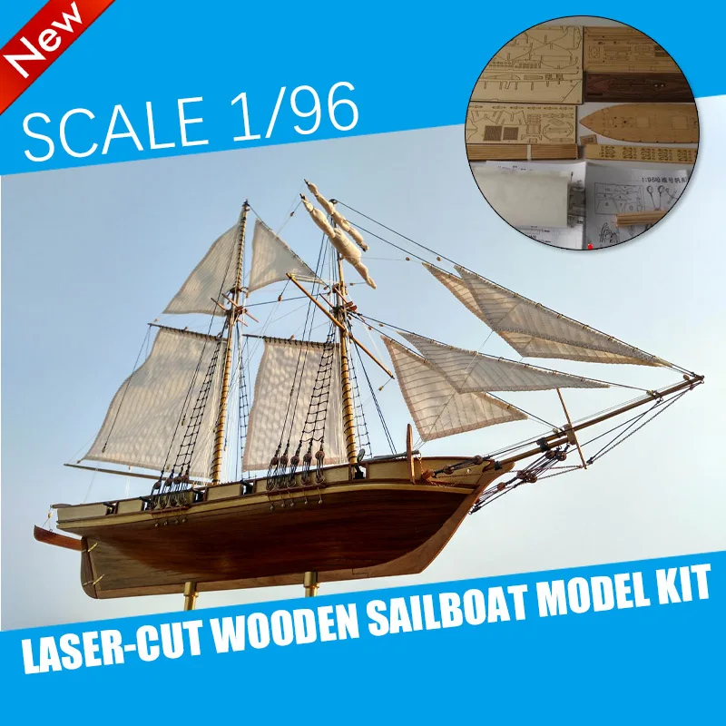 Scale-1-96-Laser-cut-Classics-Antique-Wooden-sailboat-Model-kit-The ...