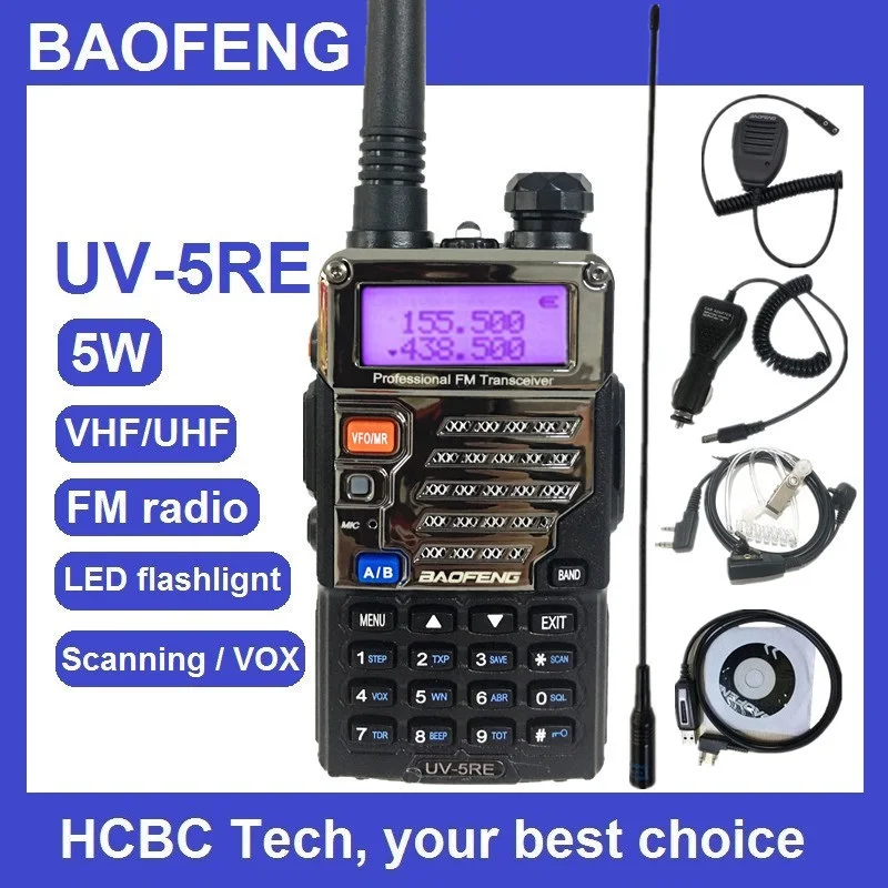 BAOFENG UV 5RE Walkie Talkie Handheld CB Radio Amateur Dual Band Ham ...