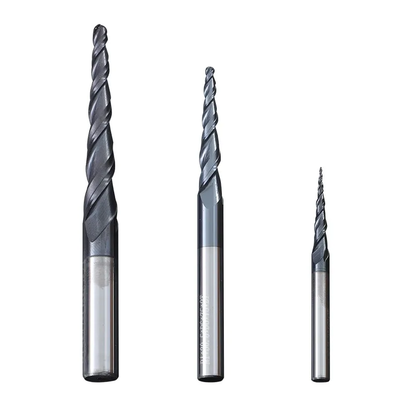 Solid Carbide Ball Head Tapered End Mills CNC Cone Wood Metal Milling ...