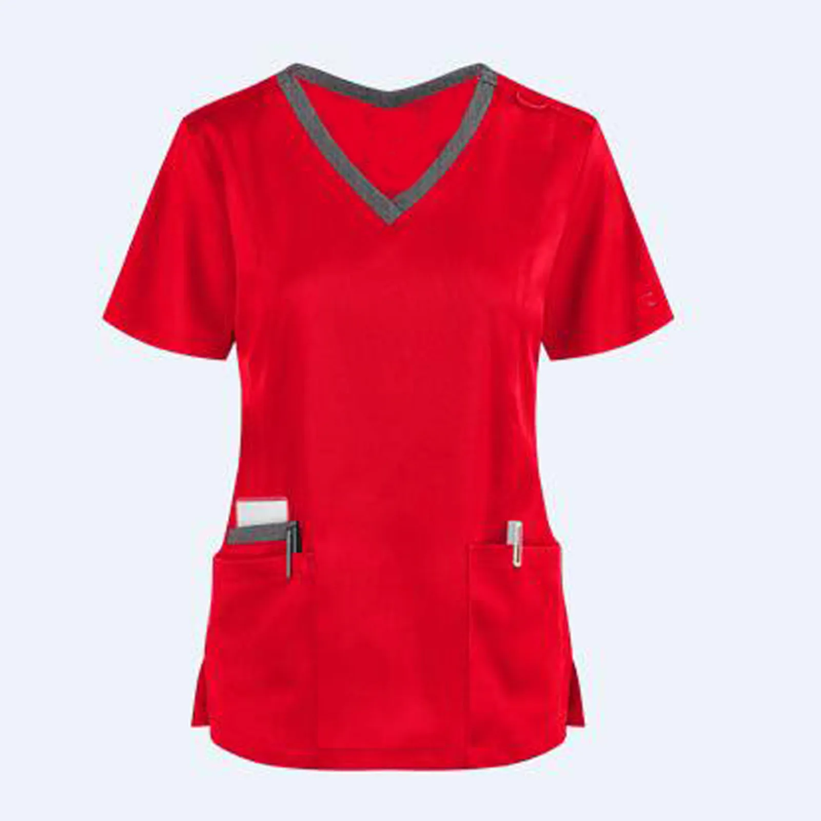 Uniforme-de-enfermer-a-de-bolsillo-para-mujer-blusa-de-manga-corta-con ...