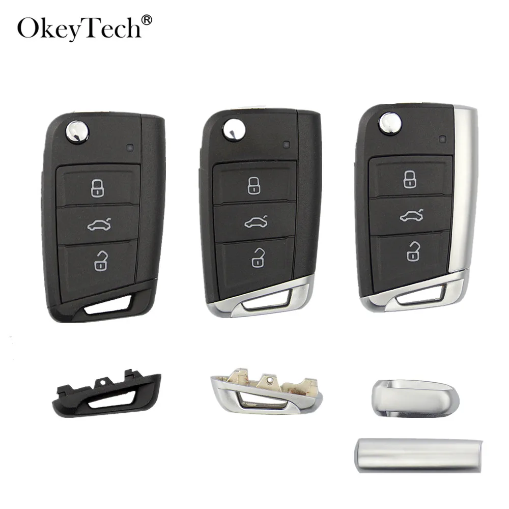 Okeytech 3 Buttons Remote Car Key Shell Case Cover Fob For Volkswagen ...