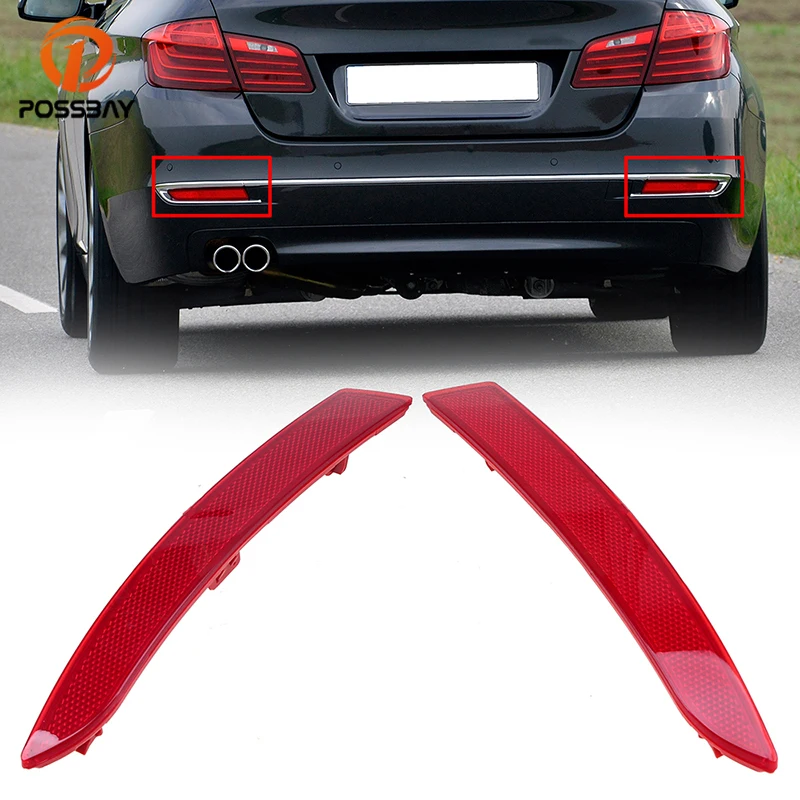 POSSBAY Car Tail Light Rear Bumper Reflector Lights Red Lens for BMW 5 ...