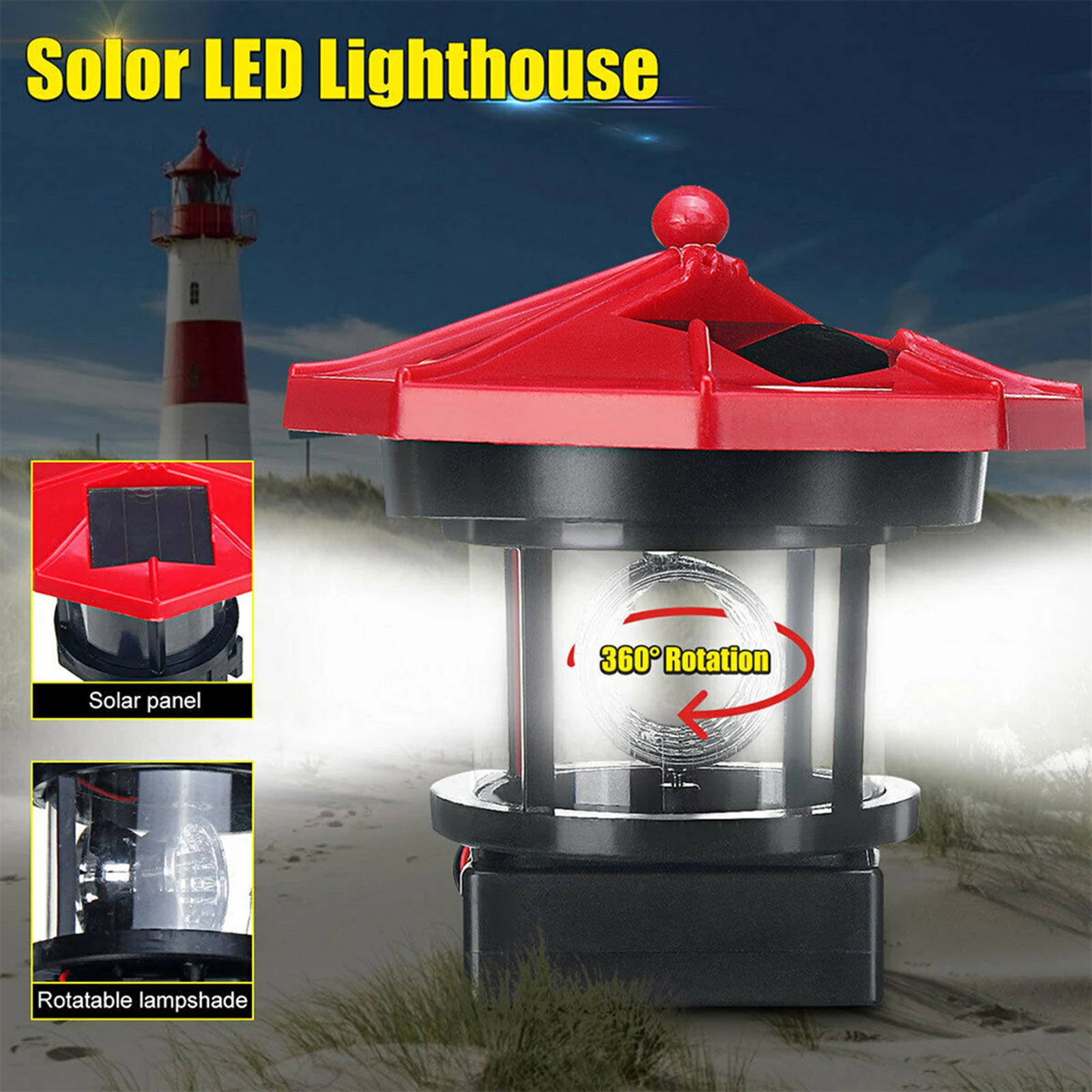 Lighthouse Solar Led Light Garden Yard Outdoor Decoration Smart Sensor ...