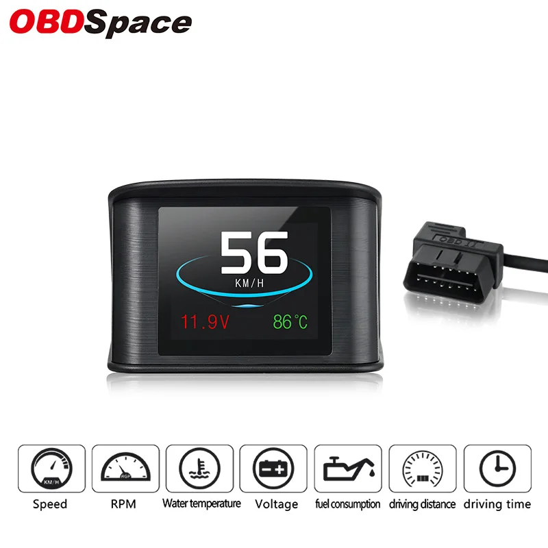 OBDSPACE-P10-OBD2-Auto-Scanner-On-board-Computer-HUD-Display-Temperature-Consumption-Speedometer ...