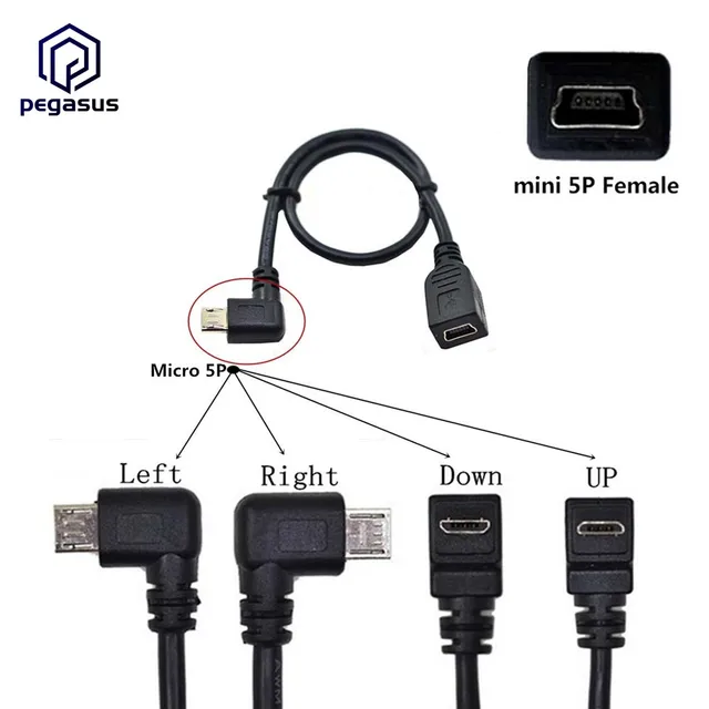 USB 2.0 Mini 5pin A Female to Micro 5pin B Male Adapter Converter Cable ...