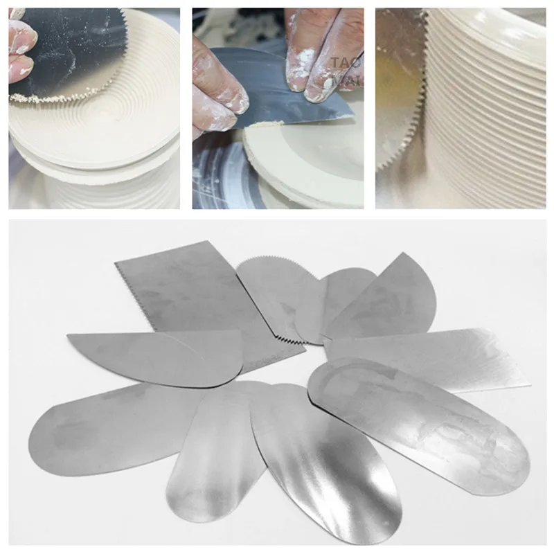 10pcs/set Pottery Tools Stainless Steel Scraper Clay Polymer Serrated ...