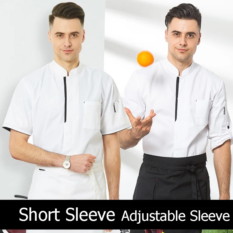 Chef-Jacket-Short-Sleeve-Men-Women-Adjustable-3-4-Sleeve-Restaurant ...