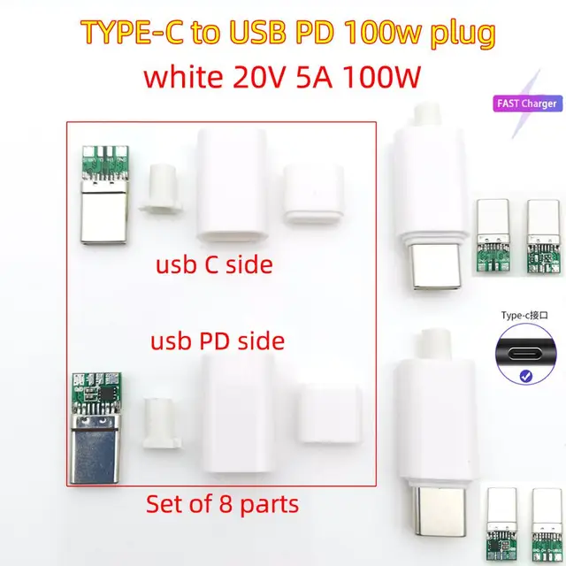 Welding wire type USB C to Type-C PD plug 100W 20V 5A Quick Charge ...