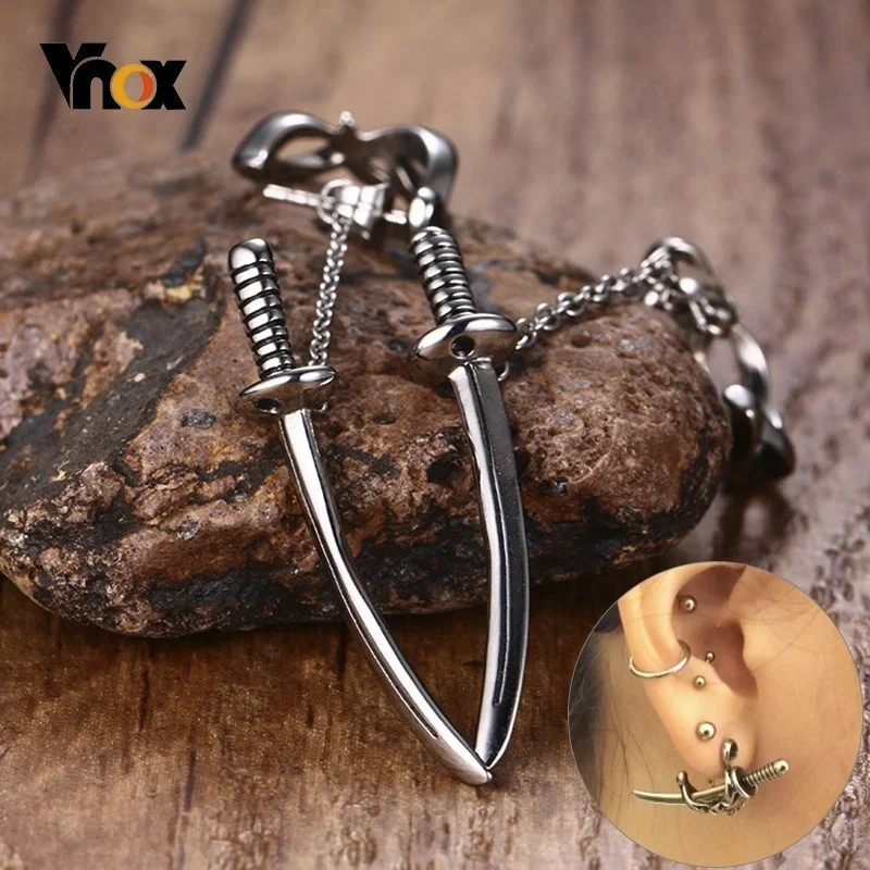 Vnox Vintage Sword Stud Earrings for Men Women Never Fade Stainless ...