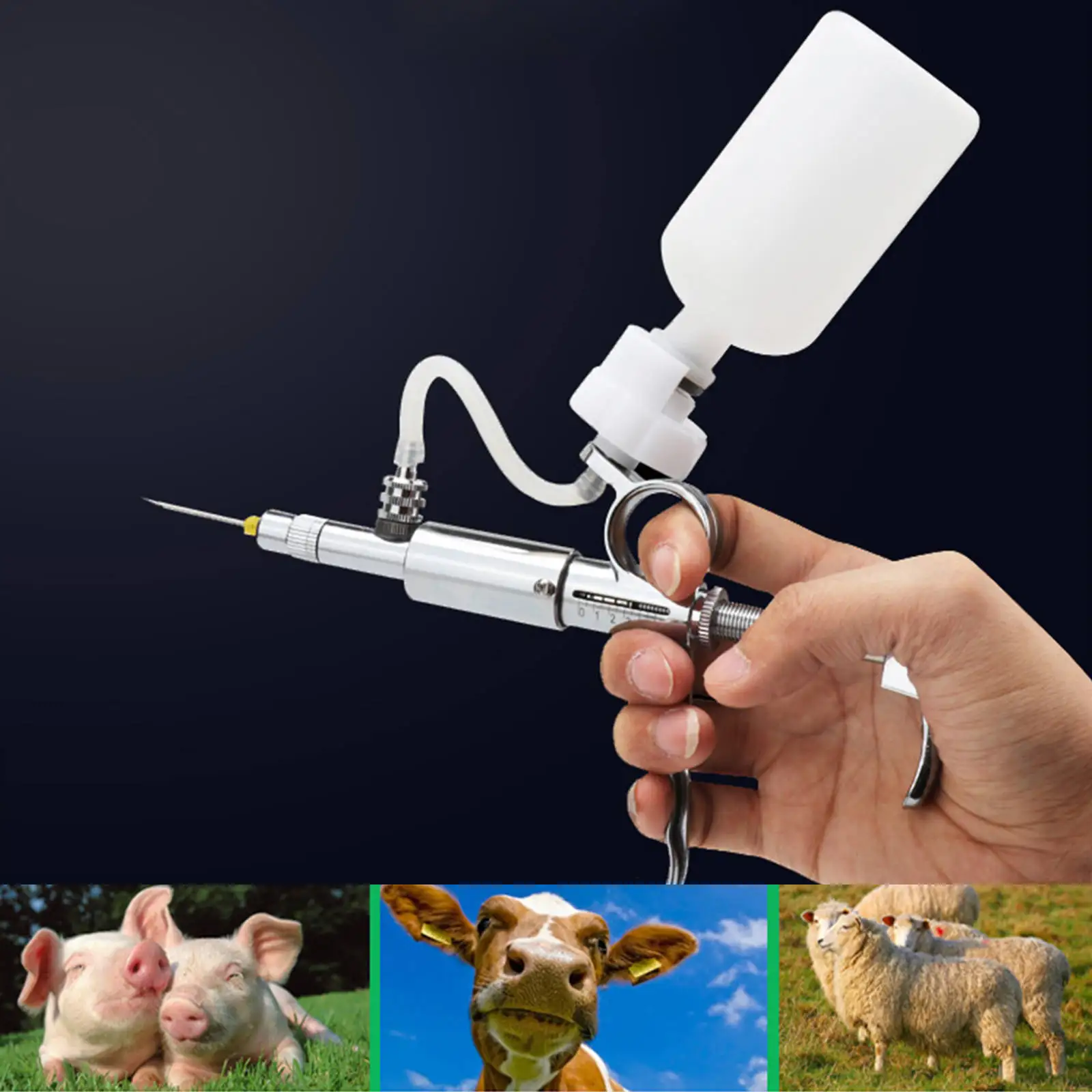 Veterinary Continuous Syringe With Bottles Vaccine Injection Poultry ...