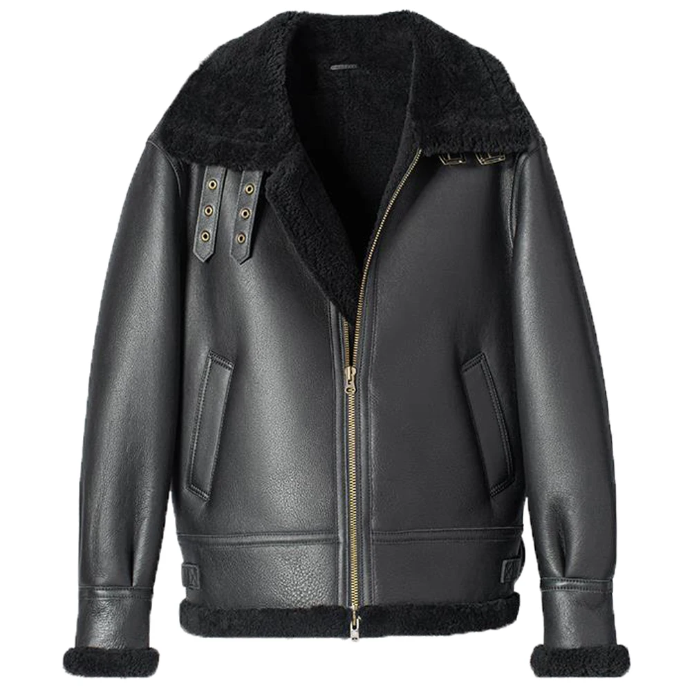 Shearling Jacket Mens Fur Jacket Black Color » Denny&Dora Shearling Jacket