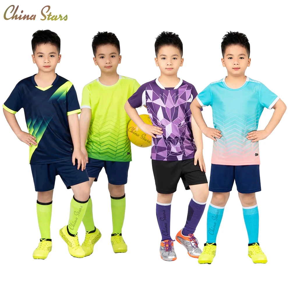 New-Kids-Football-Uniforms-Boys-Girls-Soccer-Jerseys-Sets-Youth-Short ...