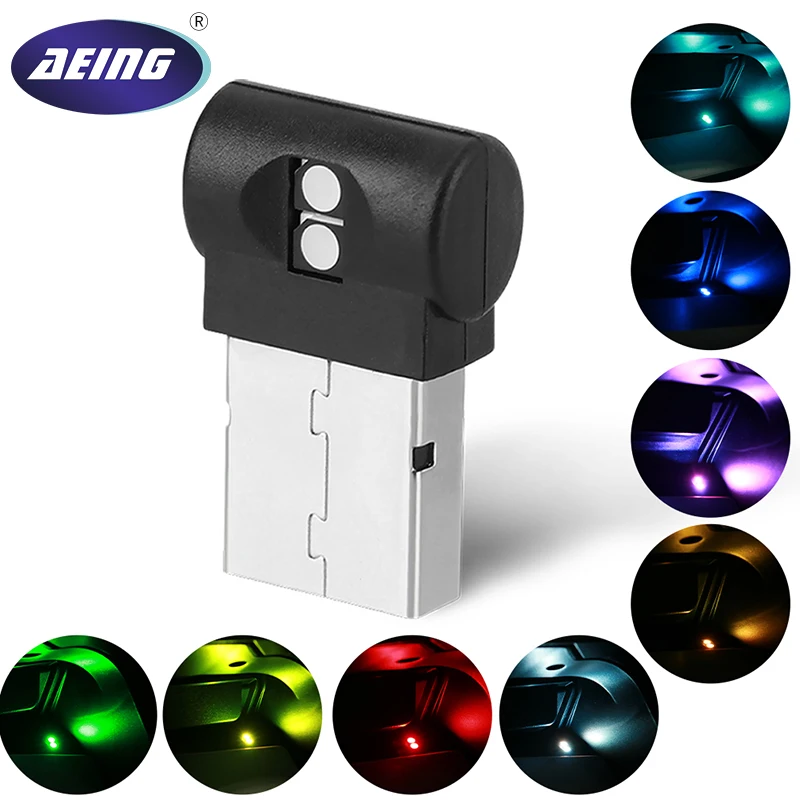 Mini USB LED Car Interior Atmosphere Light Decorative RGB Lamp Strobe ...