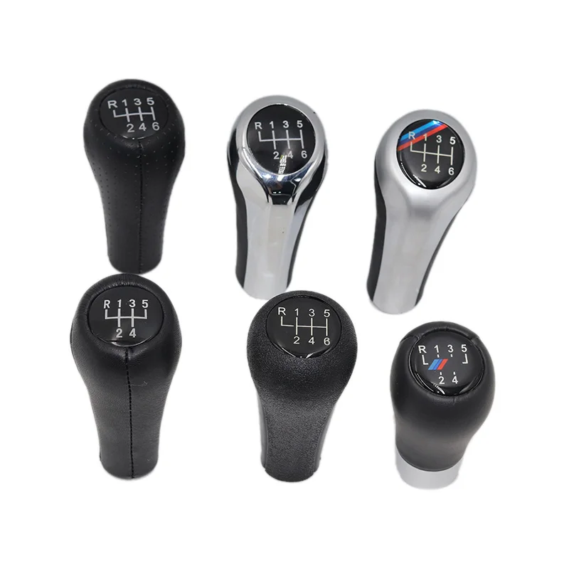 5 6 Скорость хромовой кожи Шестерни рукоятка рычага переключения передач для BMW 1 3 5 6 серии ...
