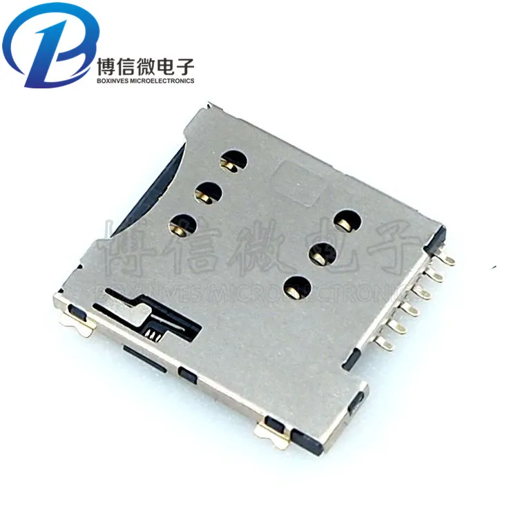 10/50/100pcs 6P Micro SIM card adapter Push and Self-elastic for PCB ...