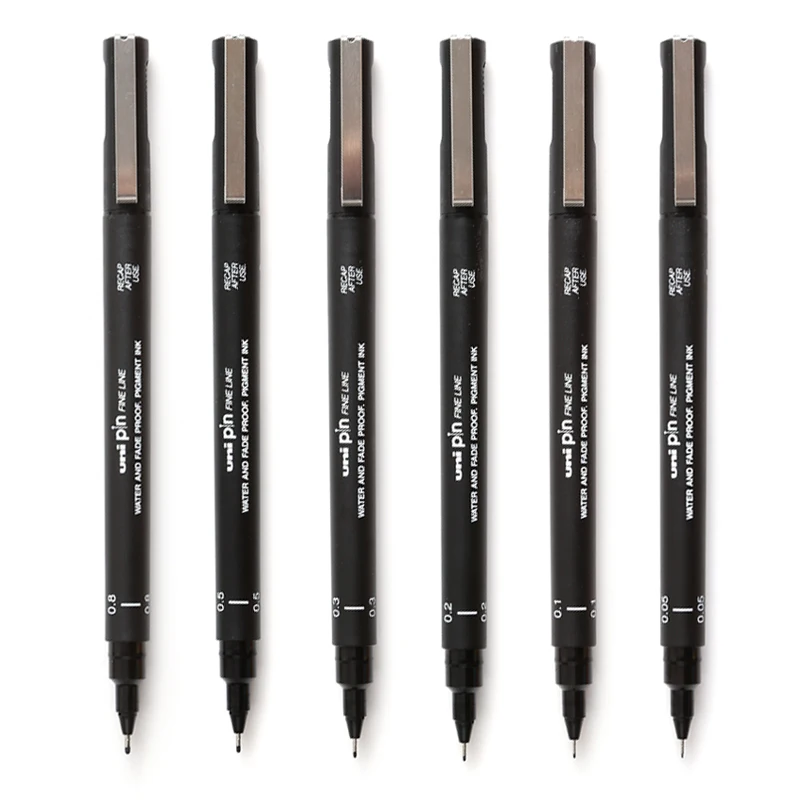 Uni Pin Drawing Pens 6 Assorted Tip Sizes, Precision Technical ...