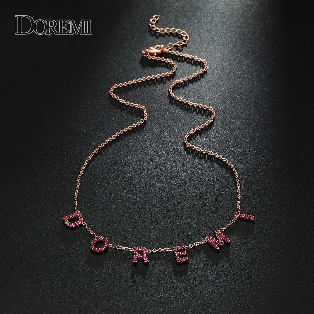 DOREMI 9mm 5color Personalized Custom CZ Stone Crystal Name Necklace ...