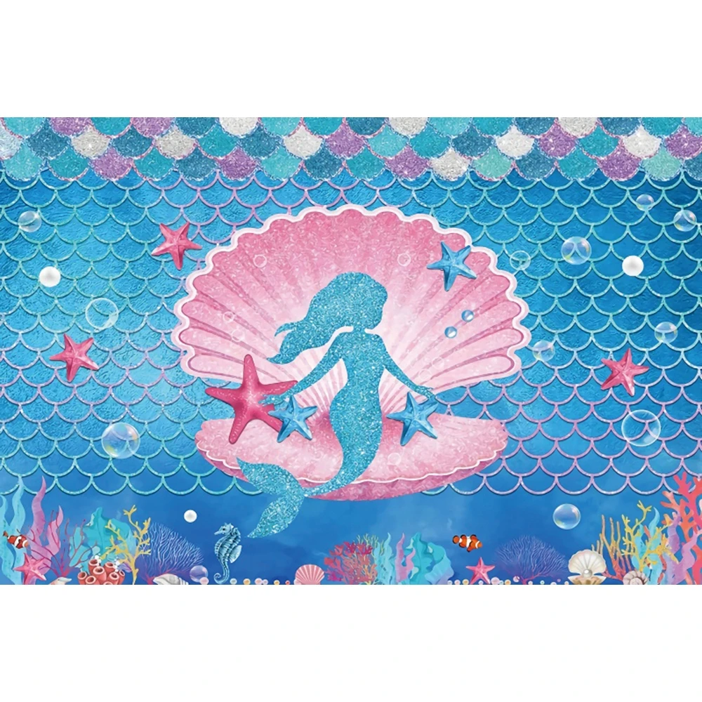 Nitree Mermaid Princess Backdrops Photography Baby Birthday Mermaid ...