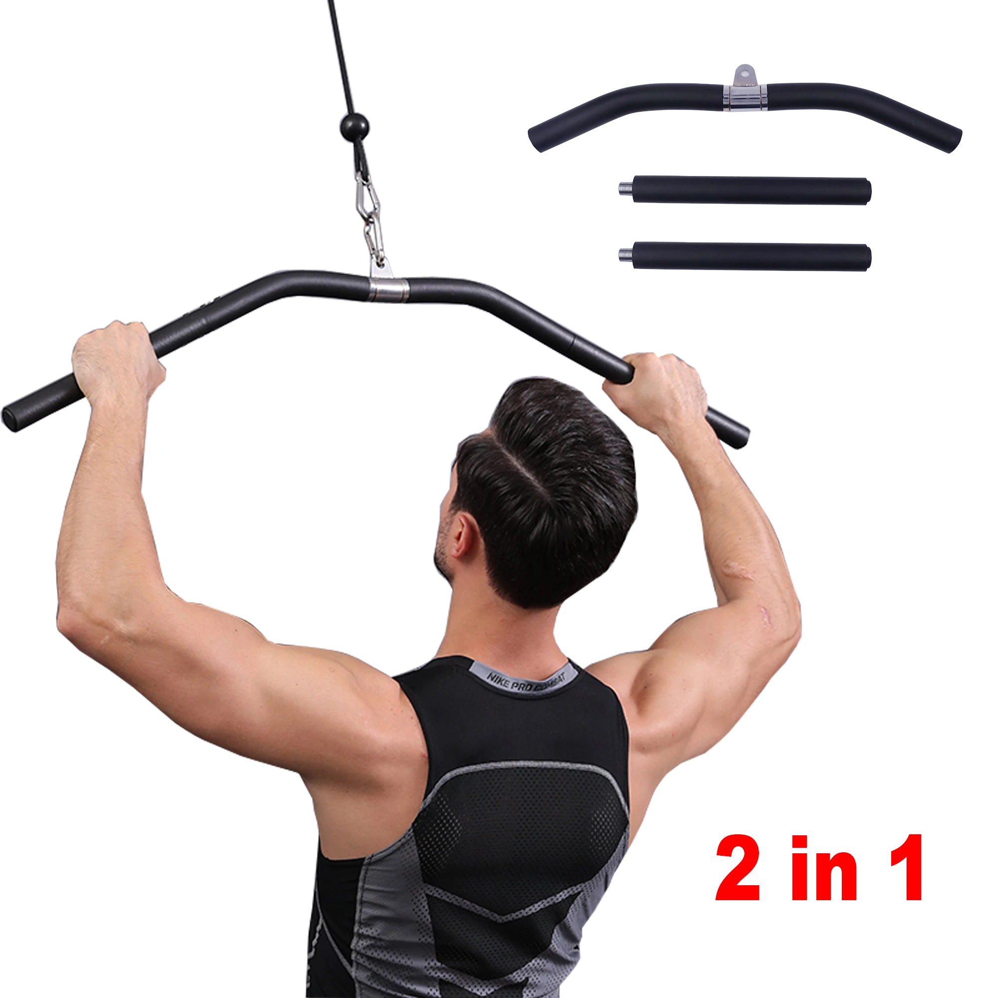 LAT Pull Down Bar DIY Pulley Cable Machine Attachment Biceps Triceps ...