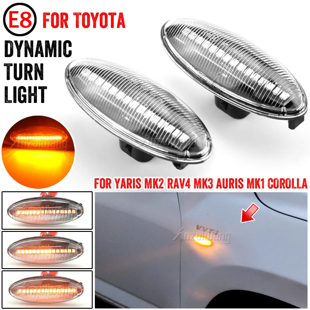 2Pcs-Dynamic-Flashing-Led-Side-Marker-Turn-Signal-Light-For-Toyota ...