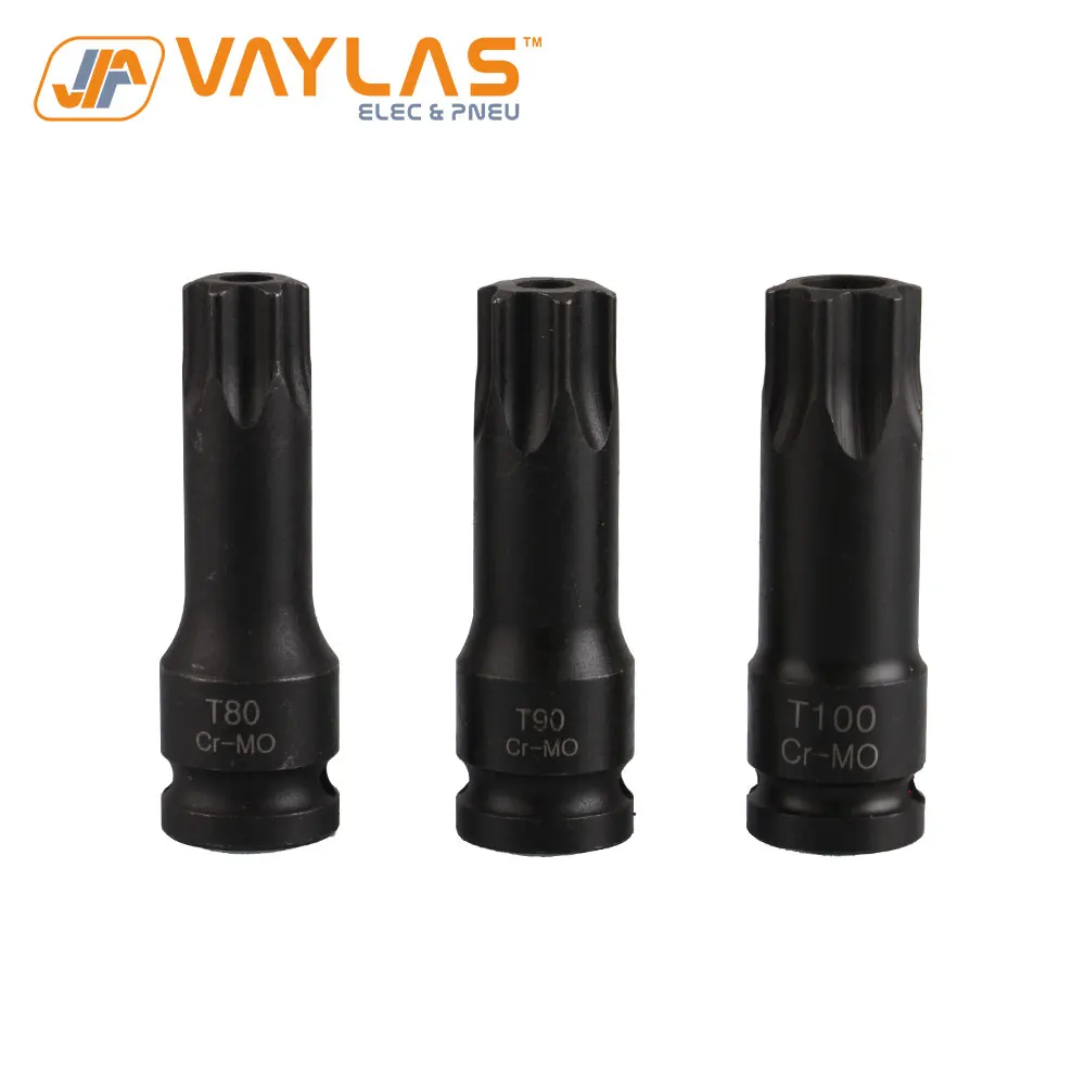 3pcs 1/2 Sqaure Drive T80 T90 T100 Black Torx Socket Set Of Tools ...