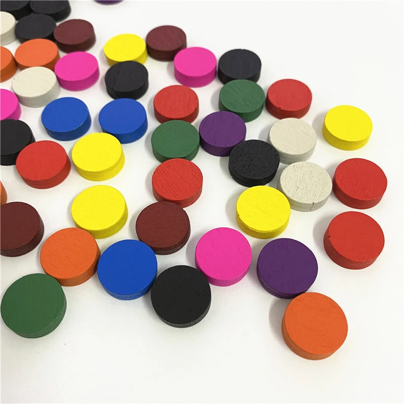 50pieces Diameter 15*5mm 10 Colors Wooden Pawn Game Pieces Colorful ...