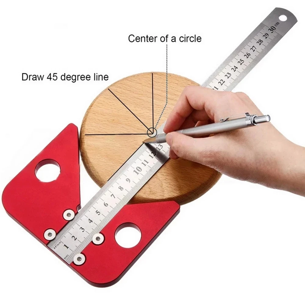 45 Degrees Center Scribe Square Center line Measuring Tool Aluminum ...