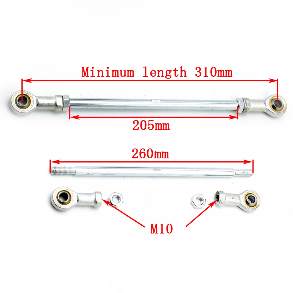M10 M8 205mm Steering Tie Rods Kits Fit For China 168f 200f 188f 50cc ...