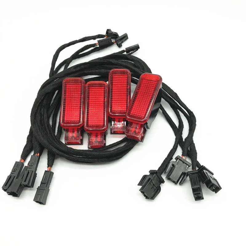 Car Door Light Red Door Warning Lights halogen Lamp Wiring harness For ...