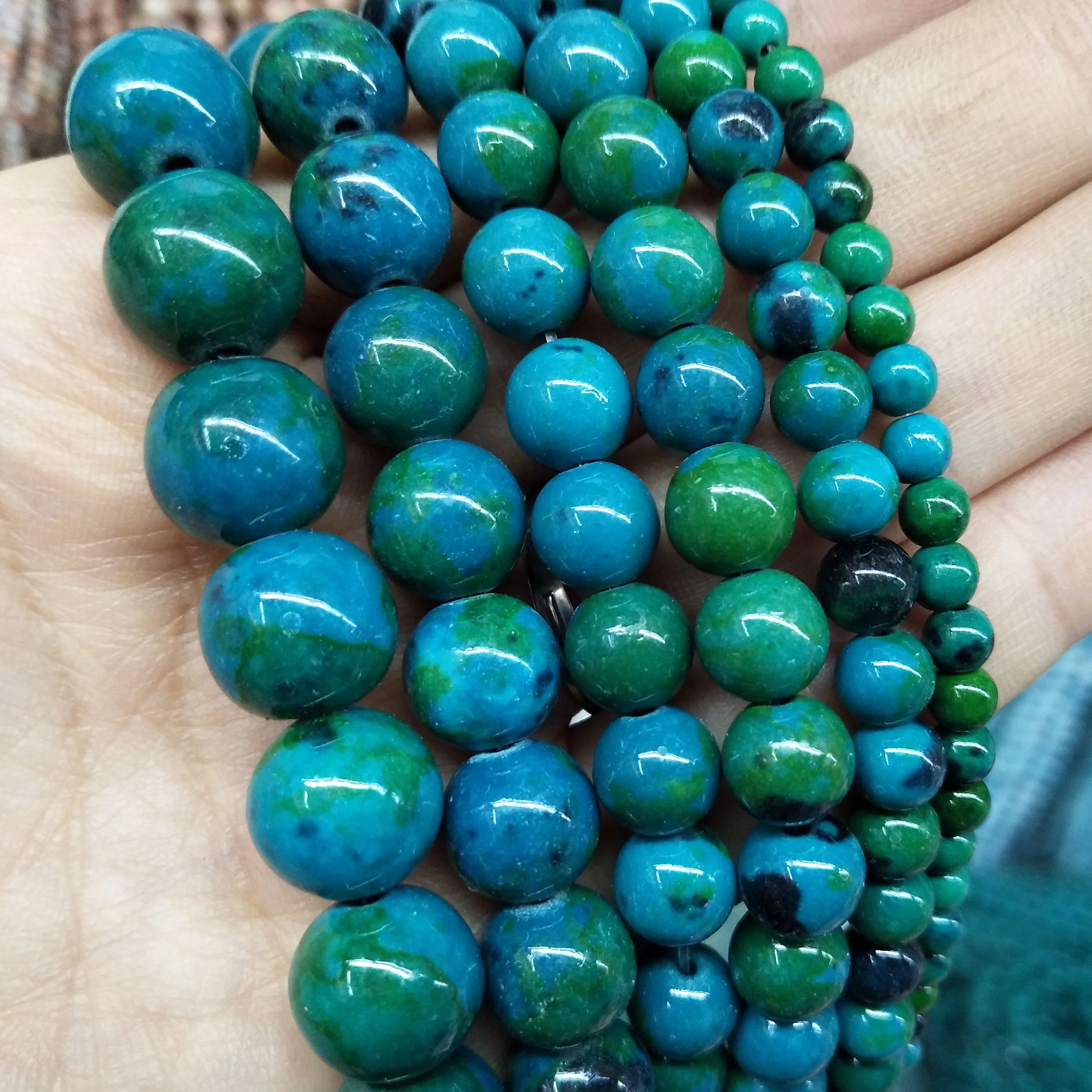 Natural-Stone-Chrysocolla-Round-Loose-Spacer-Beads-For-Jewelry-Making-DIY-Bracelet-Earrings ...