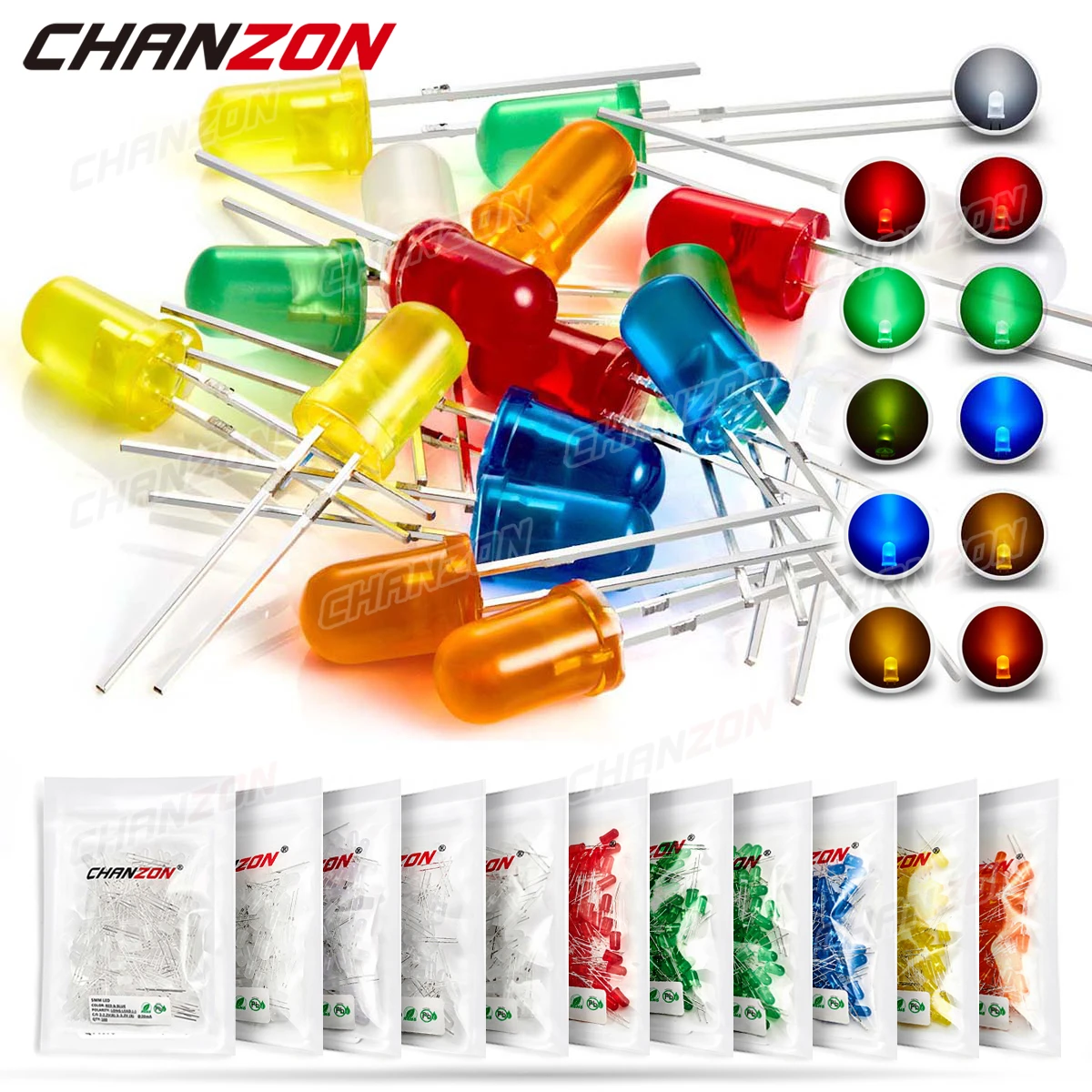 5mm Diffused Led Diode Kit Lamp Light Emitting Diode Bulb Indicator 5 ...