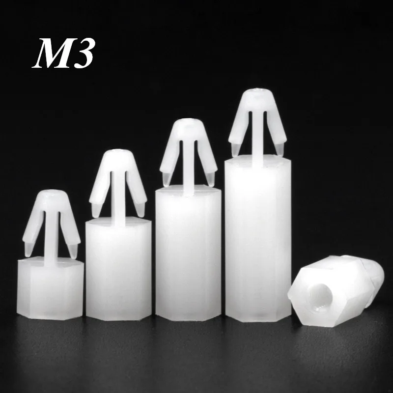 100pcs-M3-PCB-Board-Spacer-Button-Hex-Push-in-Nylon-Post-for-Locking ...
