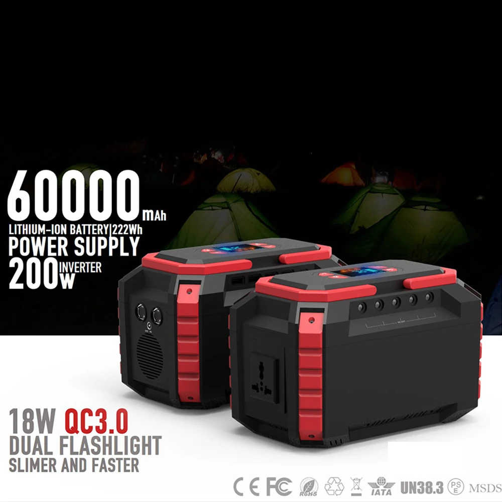 200W Gerador de Energia Solar Portátil 60000mAh Móvel de Armazenamento ...