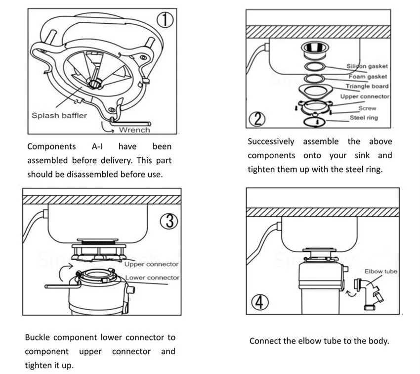kitchen Food waste disposer Garbage grinder Stainless steel pulverizer ...