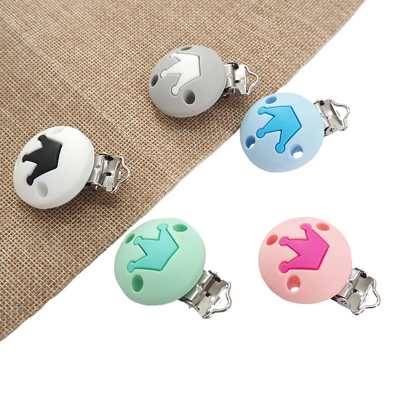 Chenkai 10PCS รอบมงกุฎซิลิโคน Teether Chain ผู้ถือ Soother พยาบาลคลิปของเล่น DIY เด็ก Pacifier ...